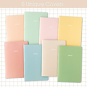 THiNKABLE Pastel Aesthetic Notebooks Set, Cute Journal Set 8 pack, A5 5.5 x 8.3 in 60 Pages, Simple Cover Notebook, Minimalist Journal for Women Lined Paper, Soft Cover Journals