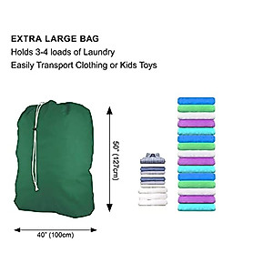 Super Extra Large Heavy Duty 100% Nylon Laundry Storage Bag, H U G E size: L 40" x H 50", Laundry Bag with Locking Closure Drawstring, Machine Washable, XXL Organizer Bag. Made in USA (GREEN)