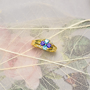 Personalized Mother Rings with 4 Birthstone 18K Gold Plated Custom Birthstone Rings for Mother Family Ring Engraved Mothers Ring Custom Name Ring for Women Mom Grandma Birthday Gift Mother's Day gift