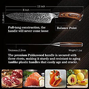 Deccasa 8 Inch Professional Chef's Knife - High Carbon German Stainless Steel Blade - Ergonomic Pakkawood Handle - Super Sharp for Precision Cooking - Gift Box Included