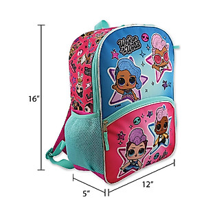 L.O.L. Surprise! Dolls Girls 16" Backpack 5 piece School Set (One Size, Blue/Pink)