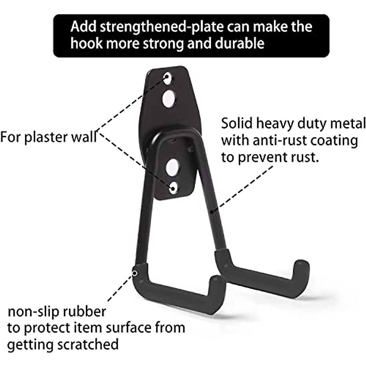 NETWAL Garage Hooks 10 Pack Storage Organization, Heavy Duty Wall Mount Steel Hook for Organizer Power Tools, Ladders,Bicycles,Garden Black