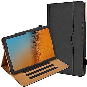 MAISON Case for Samsung Galaxy Tab A8 10.5 Inch 2022 Model (SM-X200/X205/X207) - Multi-Angle Viewing Smart Stand Back Cover with Pocket Auto Wake/Sleep, Pencil Holder (Black)