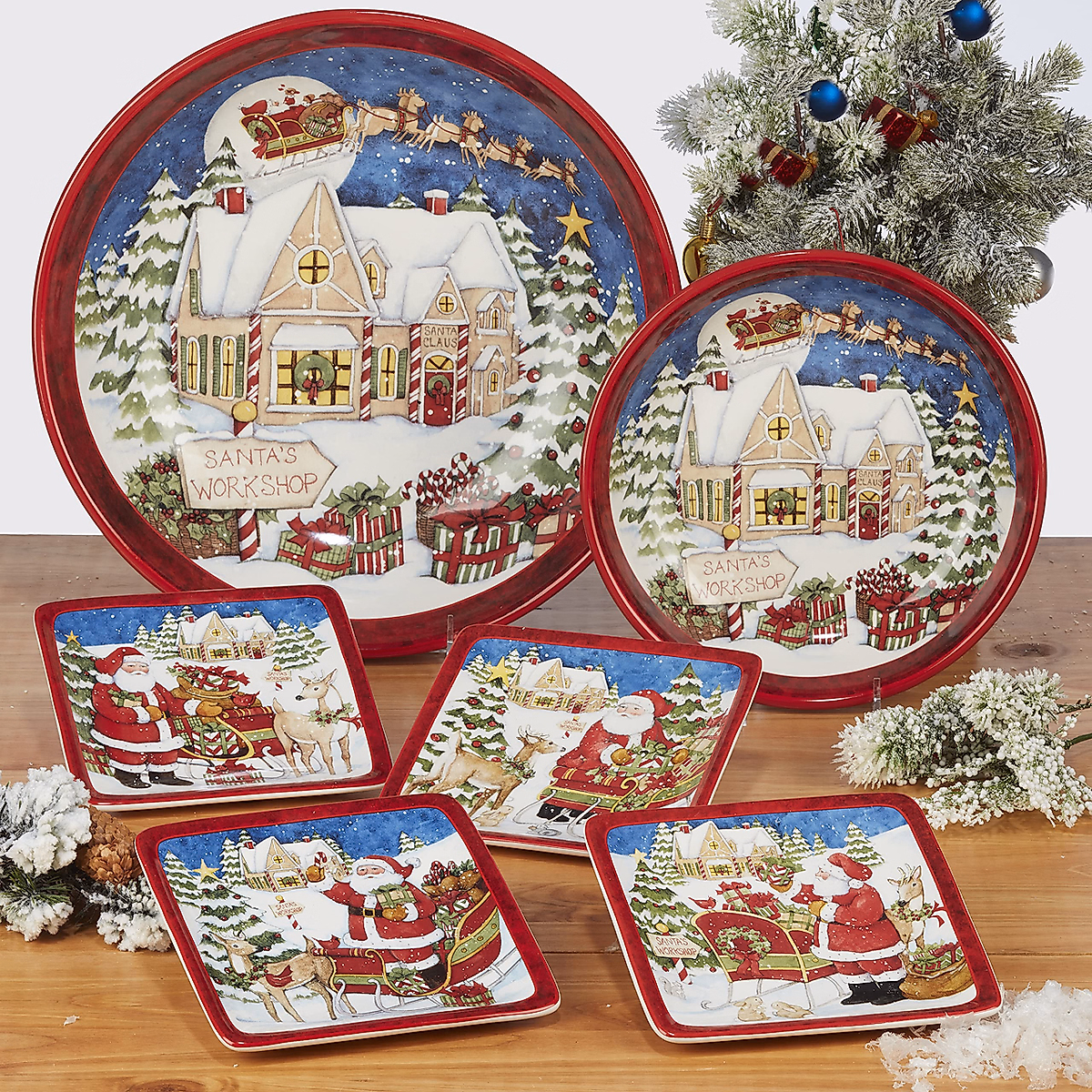 Certified International Santa's Workshop 11" Dinner Plates, Set of 4, Multicolor