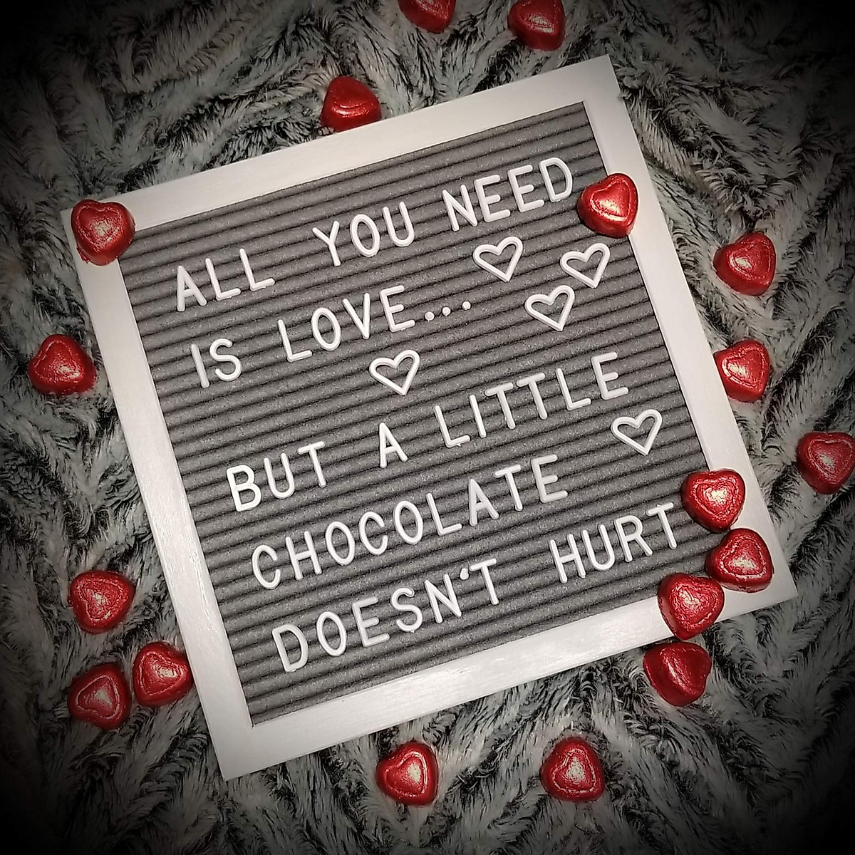 Felt Letter Board with Letters Set and Stand - 10x10 Inch, Dark Gray Color, 340 White Characters and Emoji with Bag - Pregnancy Must Haves, Perfect for a Baby Annoucement! (White/Gray)