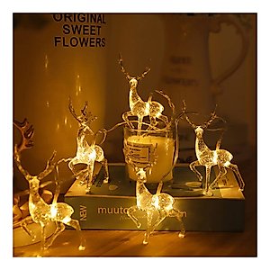 Creative Reindeer String Lights|LED Christmas Lights|USB & Battery Powered Fairy Lighting|DIY Lights Decorations for Home, Garden, Patio Festival Party-Warm White-9.8FT(20LED)_USB