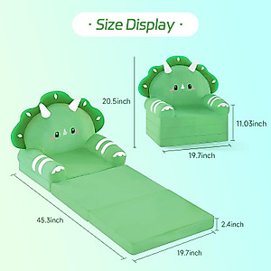 Hallo Deer Kids Couch Fold Out Soft Toddler Chair, 3-in-1 Kids Chair for Toddlers, Kids Sofa Dinosaur Chair, Children Couch for Toddlers 1-3, Kids Folding Toddler Chairs for Boys and Girls