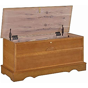 Bowery Hill Cedar Wood Storage Blanket Chest Bench in Honey Brown
