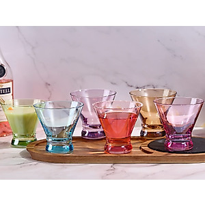 Physkoa Colored Martini Glasses Set of 6, Colorful Cocktail Glasses,Margarita Glass,Short Tumblers,Cosmo,Espresso Martini,Coupe Glasses, Drinkware for Wedding,Birthday,Housewarming,Party 8oz