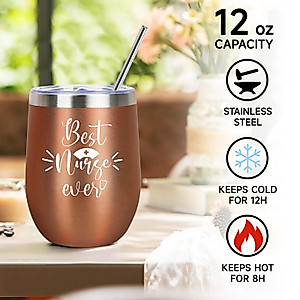 Nurse Gifts for Women - Graduation Set, Graduation Gifts for Her, Nurse Appreciation Gift, Birthday Set, 8 Pieces Gift for Nursing Worker with 12oz Wine Tumbler (Pink)