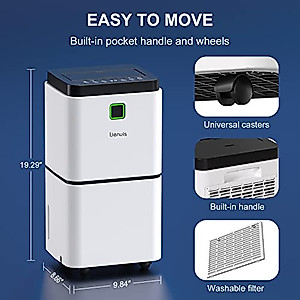 Lienuis 25 Pints Dehumidifiers for Home and Basements, Large Room, Bedroom, Bathroom, 2000 Sq. Ft. Dehumidifier with Drain Hose and Water Tank, Auto or Manual Drainage, 12H Timer, Auto Defrost, Child Lock