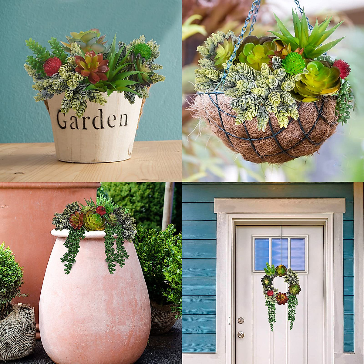 Luxsego Artificial Succulents - 19 Pack Fake Succulents Arrangement for DIY, Realistic Unpotted Faux Succulents Plants Decor for Home, Bathroom, Wedding, Garden, Office, Indoor and Outdoor