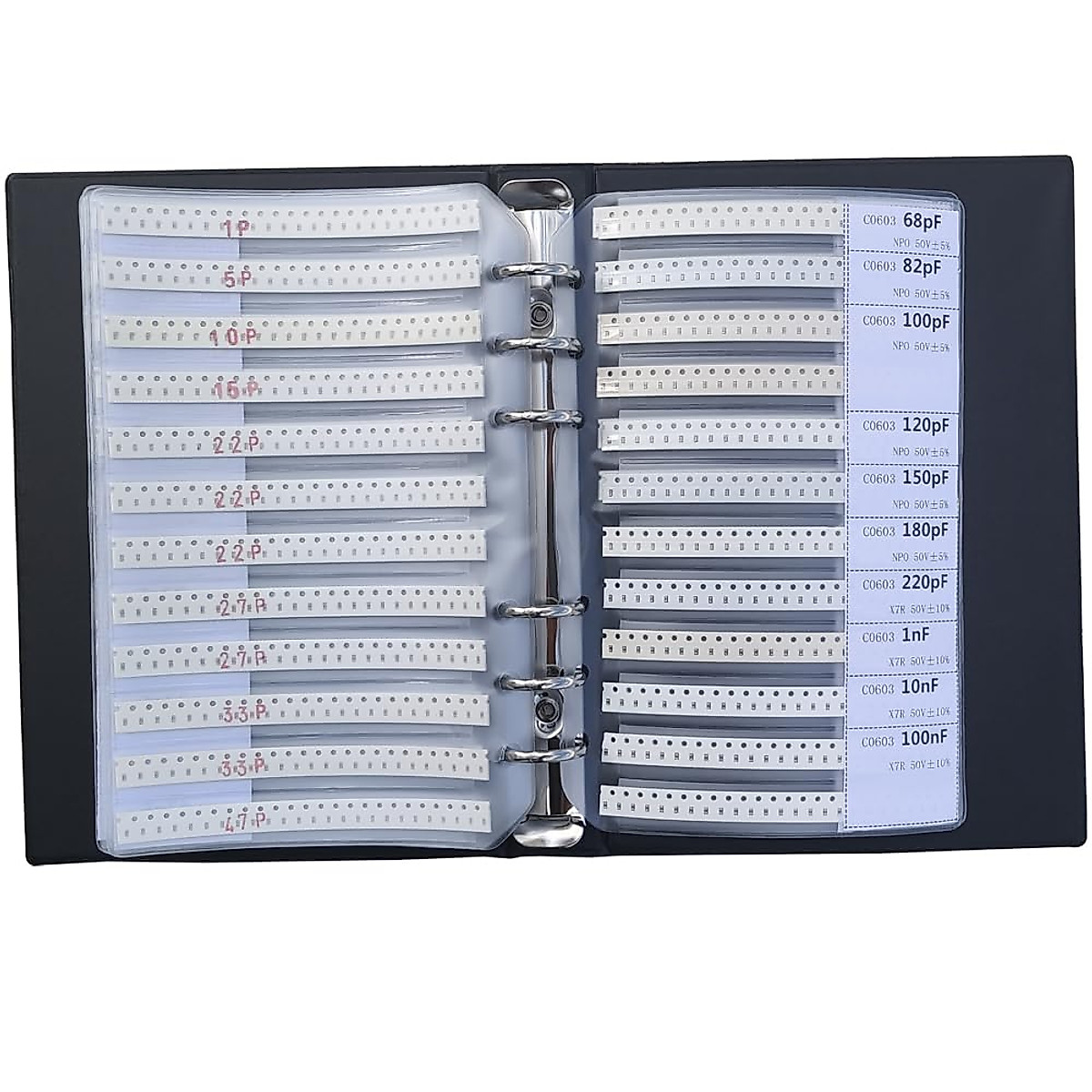 0603 0R-10M & 1pF-2.2uF 1% Resistor and Capacitor Mixed Practical Kit 87 Values SMD Assorted Resistors Capacitor Sample Book Combo Pack Kit