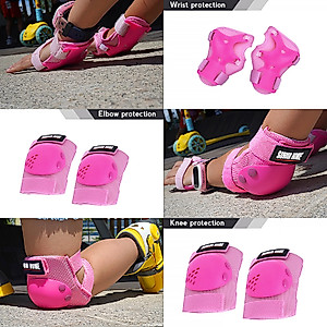 Youth/Kids Knee Pads Elbow Pads Wrist Guards Protective Gear Set for 3-15 Years Child Roller Skates, Skateboard, Cycling, Inline Skating, BMX Bike, Balance Bike, Scooter Riding and Other Outdoor Sports