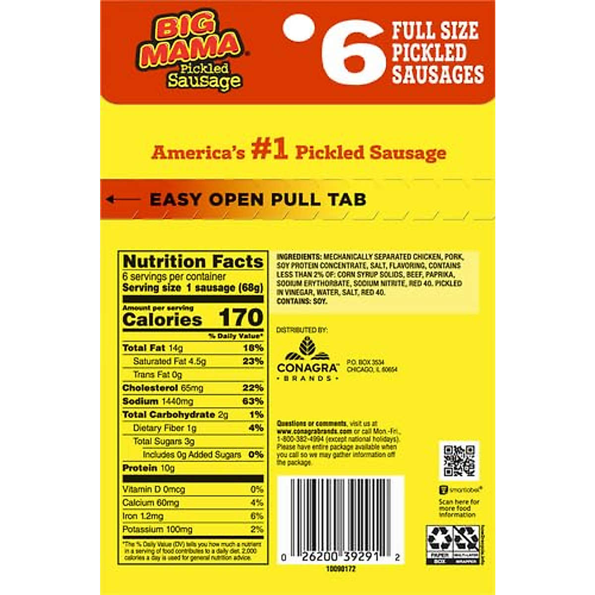 Penrose Big Mama Pickled Sausages, 2.4 Ounce, 6 Pack