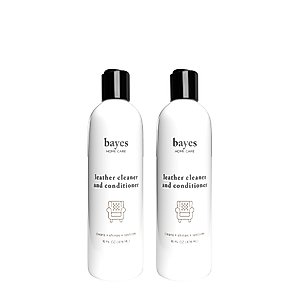Bayes Premium High Performance Leather Upholstery Cleaner and Conditioner - 16 oz - Prevents Drying, Cracking or Fading of Leather Couches, Car Seats, Shoes, Purses, Pack of 2