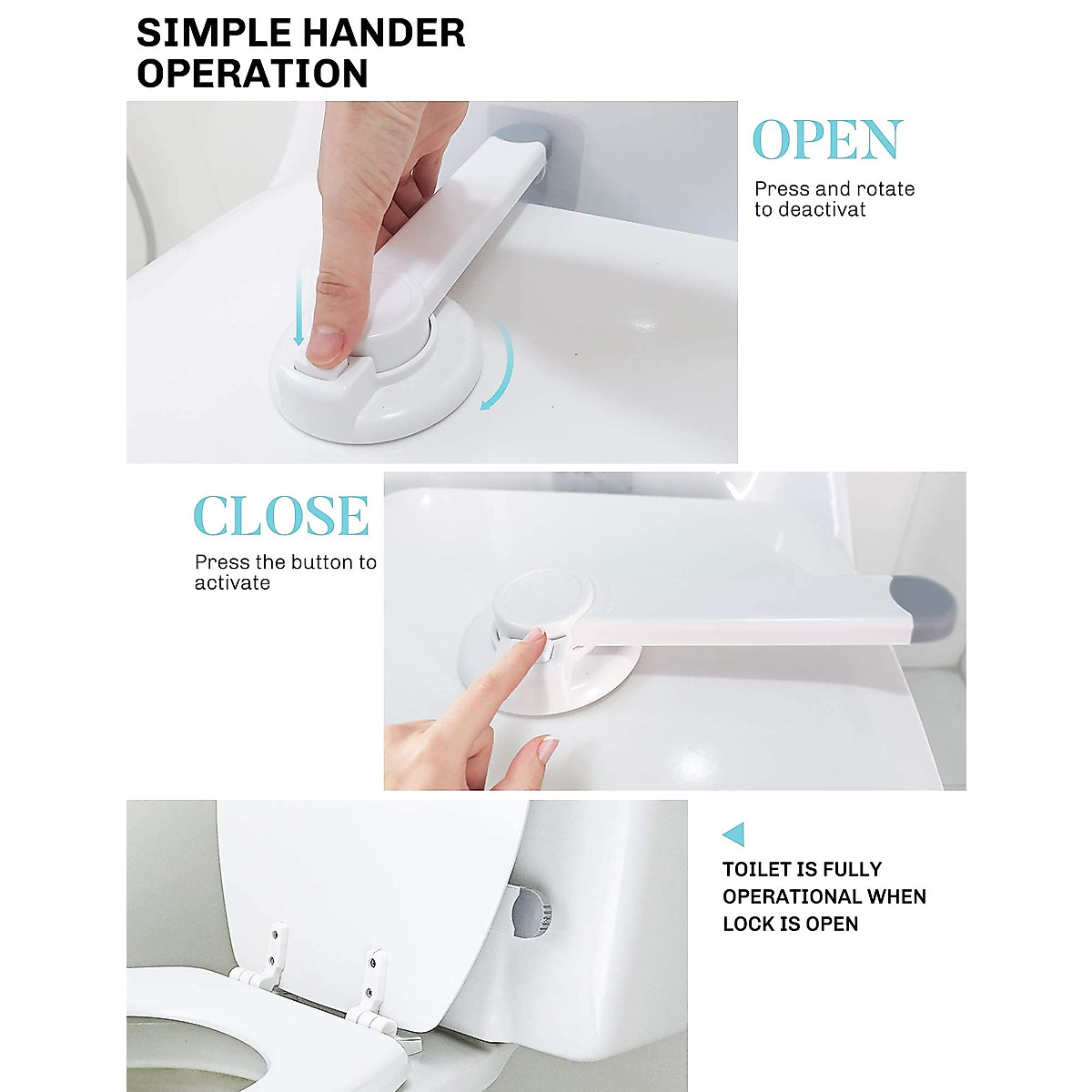 Toilet Lock Child Safety，Baby Proof Toilet Seat Lock with Extra Pallet,Fit for Most Toilet Lid，No Tools Installation