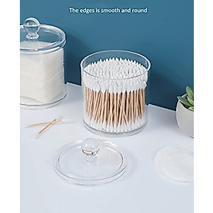 2Pcs Transparent Acrylic Qtip Holder Cotton Swab Organizer Bathroom Canister Storage Organization Makeup Organizer with Lid for Cotton Ball Cotton Swab Cotton Round Pads