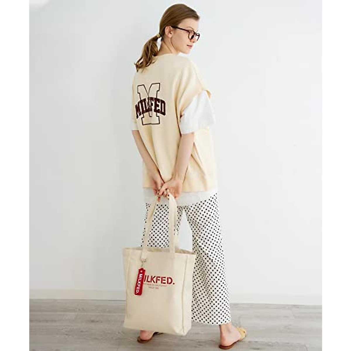 Milkfed PC Pocket Tote Bag, Women's, Red