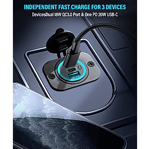 ESEWALAS 12V USB Power Outlet with Switch, 56W USB-C Charger, Waterproof, Compatible with Smartphones and Tablets