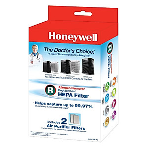 Honeywell HEPA Air Purifier Filter R, 2-Pack for HPA 100/200/300 and 5000 Series - Airborne Allergen Air Filter Targets Wildfire/Smoke, Pollen, Pet Dander, and Dust
