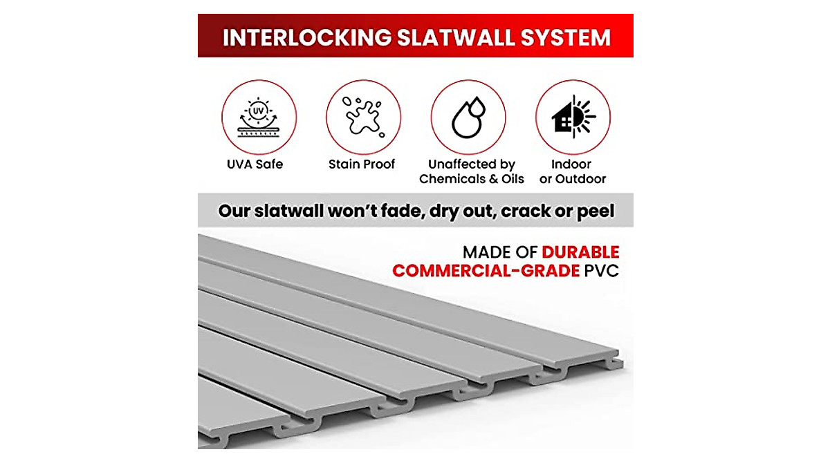 Heavy Duty PVC Slatwall Panel for Garage Storage | DLDIRECT