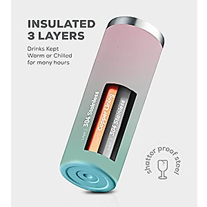 Insulated Skinny Stainless Steel Tumbler Set - 4-Pack 20oz Coffee Tumbler with Straw - Travel Coffee Mug With PBA Free Lids - Slim Vacuum Insulated Tumblers Keep Hot and Cold - Great for Home, Office.