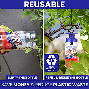 2 Reusable Fly Traps Outdoor Fly Traps with 4 Natural Fly Magnet Bait Refill. Flies Trap Outdoor Reusable Fly Trap Jar Fly Trap Fly Catchers Outdoor Fly Bait Fly Bags Flytraps Stable Fly Trap Bait