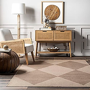 nuLOOM Simple Diamond Easy-Jute Machine Washable Accent Rug, 3' x 5', Natural