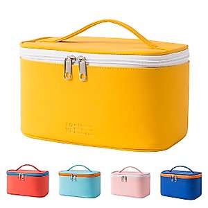 Meiyuuo Makeup Bag Cosmetic Bags Small for Women Ladies Zipper Pouch Makeup Organizer Waterproof Cute (Bright Yellow)