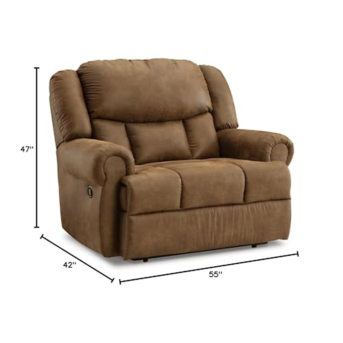 Signature Design by Ashley Boothbay Classic Faux Leather Manual Oversized Recliner, Dark Brown