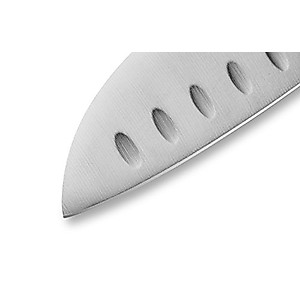 SAMURA MO-V Professional Japanese Kitchen Santoku Knife 7", Hardened to 58-61° HRC, Molybdenum-Vanadium Steel AUS-8 Blade, Ergonomic and Moisture Resistant G-10 Fibreglass Handle