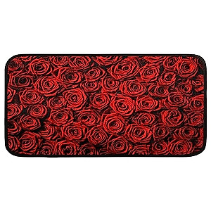 KOBLEN Red Rose Kitchen Rugs Non Slip Washable Absorbent Kitchen Mats 20x39 inch Cushioned Anti Fatigue Kitchen Floor Mats for in Front of Sink