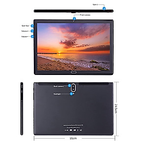 TABASTHER 10.1 inch Android 8.1 Metal Ultra-Thin Flat Panel Dual SIM Card Slot 2.5D Flat Glass Touch Screen 2GB RAM 32GB ROM 3G Phablet Built-in Bluetooth WiFi GPS Tablet with(Gray)