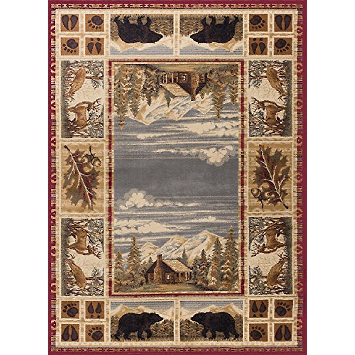 Universal Rugs Lakeside Retreat Area Rug, 9' x 12', Red