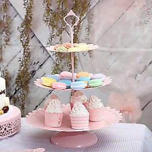6 Pcs Pink Cake Stands Set, Cake Pedestal Stand Display Table Tiered Cupcake Holder Candy Fruite Dessert Plate Decorating for Wedding Birthday Party Baby Shower Celebration