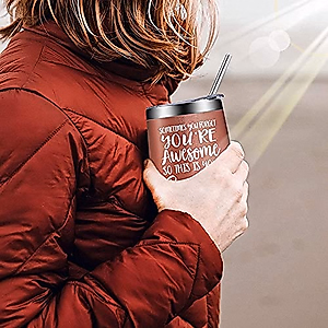 KTELLTY 12 Oz Stainless Steel Wine Tumbler Set, Retirement Gifts for Women, Gift for Women, You'Re Awesome-Rose Gold