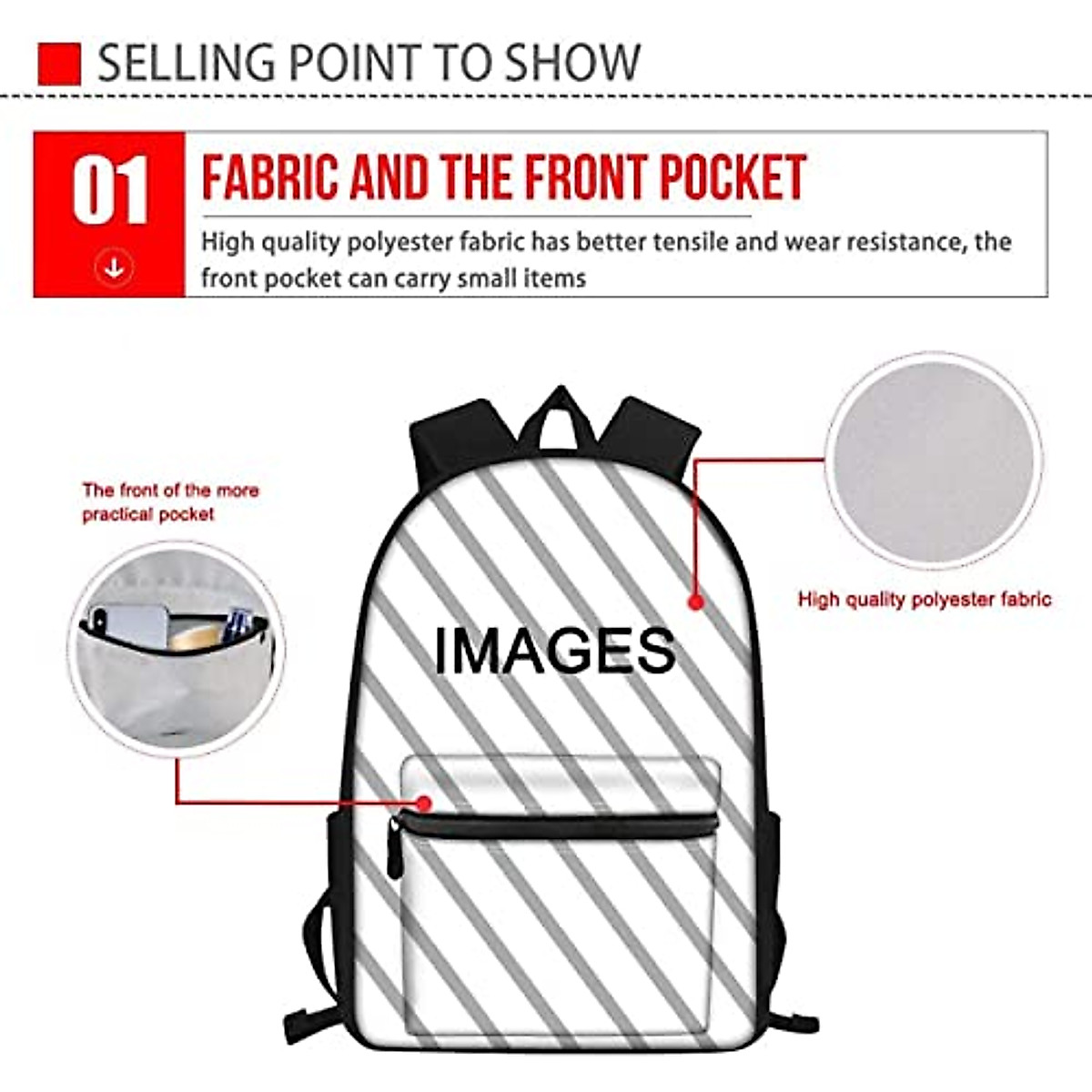 Dog with Headphones Print Backpack Kids School Bookbag Comfortable Travel Daypack Casual Hiking Bag