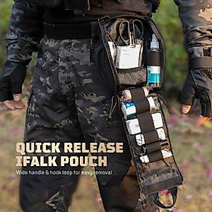 OneTigris IFAK Molle Pouch - Tactical First Aid Bag Medical Admin Pouches Trauma Kit Bag EMT MED Belt Backpack with D-Ring Hook for Outdoor Activities and Emergency Uses (Empty Bag)