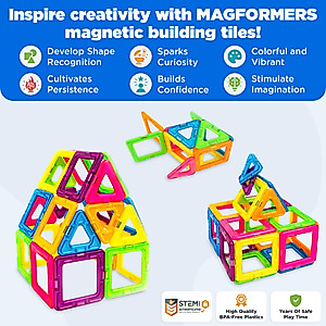 MAGFORMERS Neon 26 Pieces Rainbow Neon Colors, Educational Magnetic Geometric Shapes Tiles Building STEM Toy Set Ages 3+