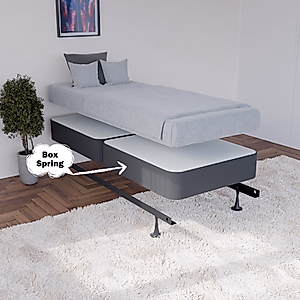 Greaton, 4-Inch Sturdy Box Spring for Mattress Support-Durable and Fully Assembled, Natural Wood Foundation for Twin XL, Black