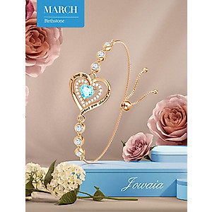 925 Sterling Silver Birthstone Bracelets for Women with 5A Birthstone Zirconia Forever Love Heart Bolo Tennis Bracelet Jewelry Gifts for Mom Her Women,Adjustable Chain Length 9.1 inch