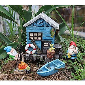 BangBangDa Miniature Fairy Garden Gnomes Decoration – Small Figurines Statue Accessories Gnome House for Outdoor Indoor Home Yard Patio Decor Ornaments Kit Fence Mushroom