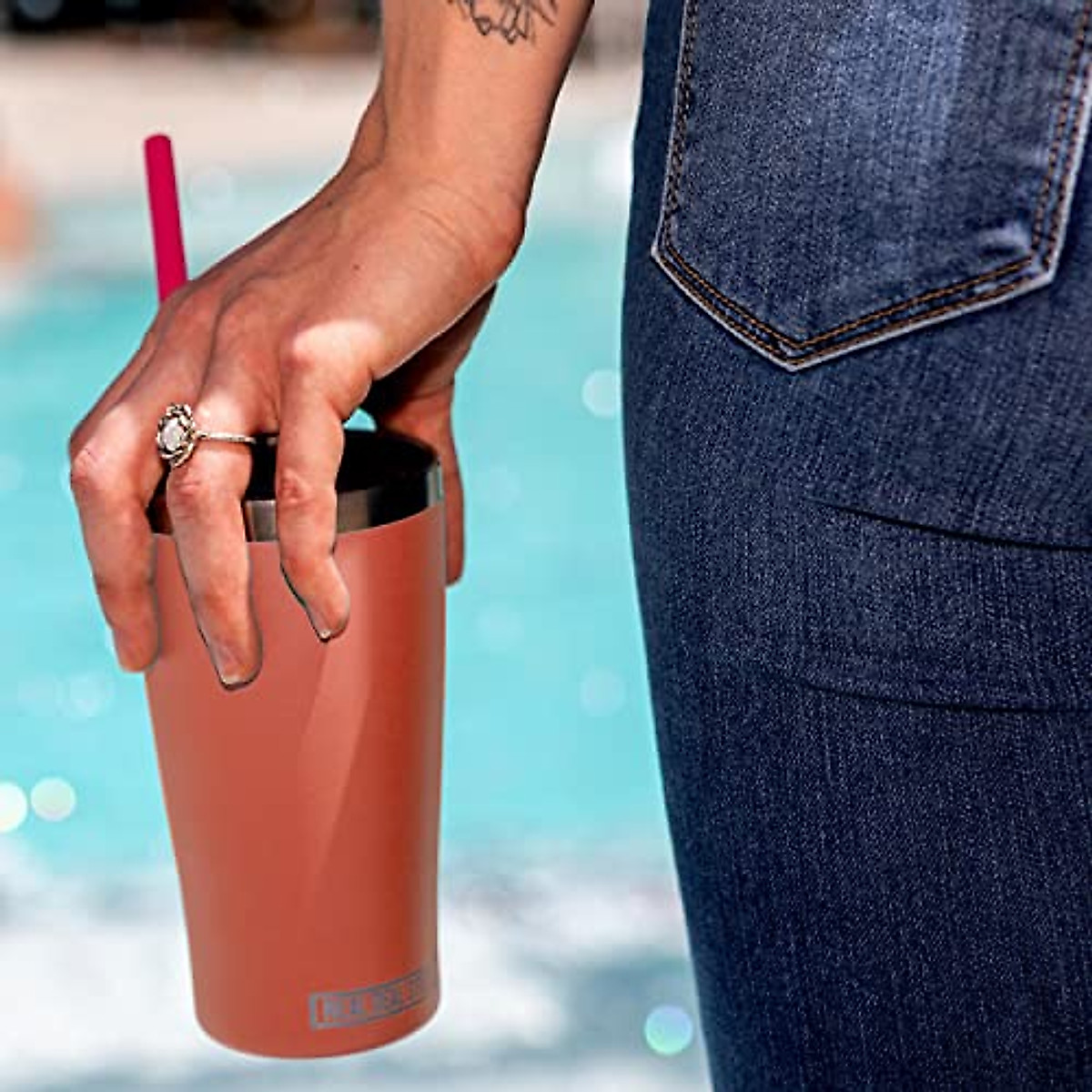 Real Deal Steel Pint Glasses - Stainless Steel Beer Tumblers - Set of 4 Insulated Cups for Outdoors