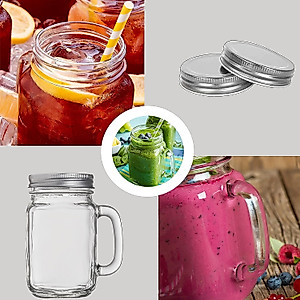 TANGLONG Mason Jar Cups, Mason Jars With Handle And Lids, Mason Jar Drinking Glasses, Glass Mason Jar Mugs 16 oz –12 Pack