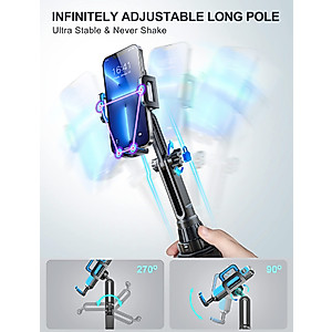 TOPGO Cup Holder Phone Holder, [No Shaking & Height-Adjustable Pole] Car Cup Holder Phone Mount, Cell Phone Cradle for iPhone iPhone 14 and More Smart Phone(Blue)