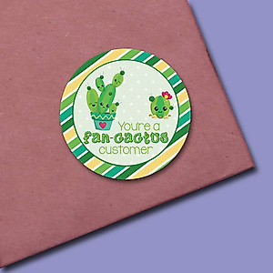 Funny You’re A Fantastic Customer Cactus Thank You Customer Appreciation Sticker Labels for Small Businesses, 60 1.5" Circle Stickers by AmandaCreation, for Envelopes, Postcards, Direct Mail, More!