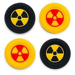 Playrealm Soft Rubber Silicone 3D Texture Thumb Grip Cover x 4 for PS5, PS4, Xbox Series X/S, Xbox One, Switch PRO Controller(Radiation Black Yellow Pack)