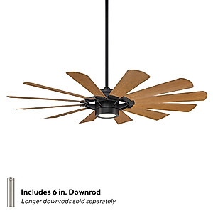 Windmill Indoor and Outdoor 12-Blade Smart Home Ceiling Fan 65in Matte Black Distressed Koa with 3000K LED Light Kit and Remote Control works with Alexa and iOS or Android App