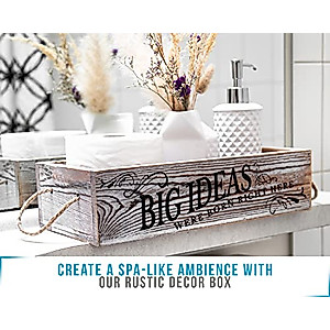 Bathroom Decor Box, 2 Sides with Funny Sayings -Perfect for Farmhouse Bathroom Decor, Rustic Bathroom Decor, Funny Toilet Paper Holder - Rustic White